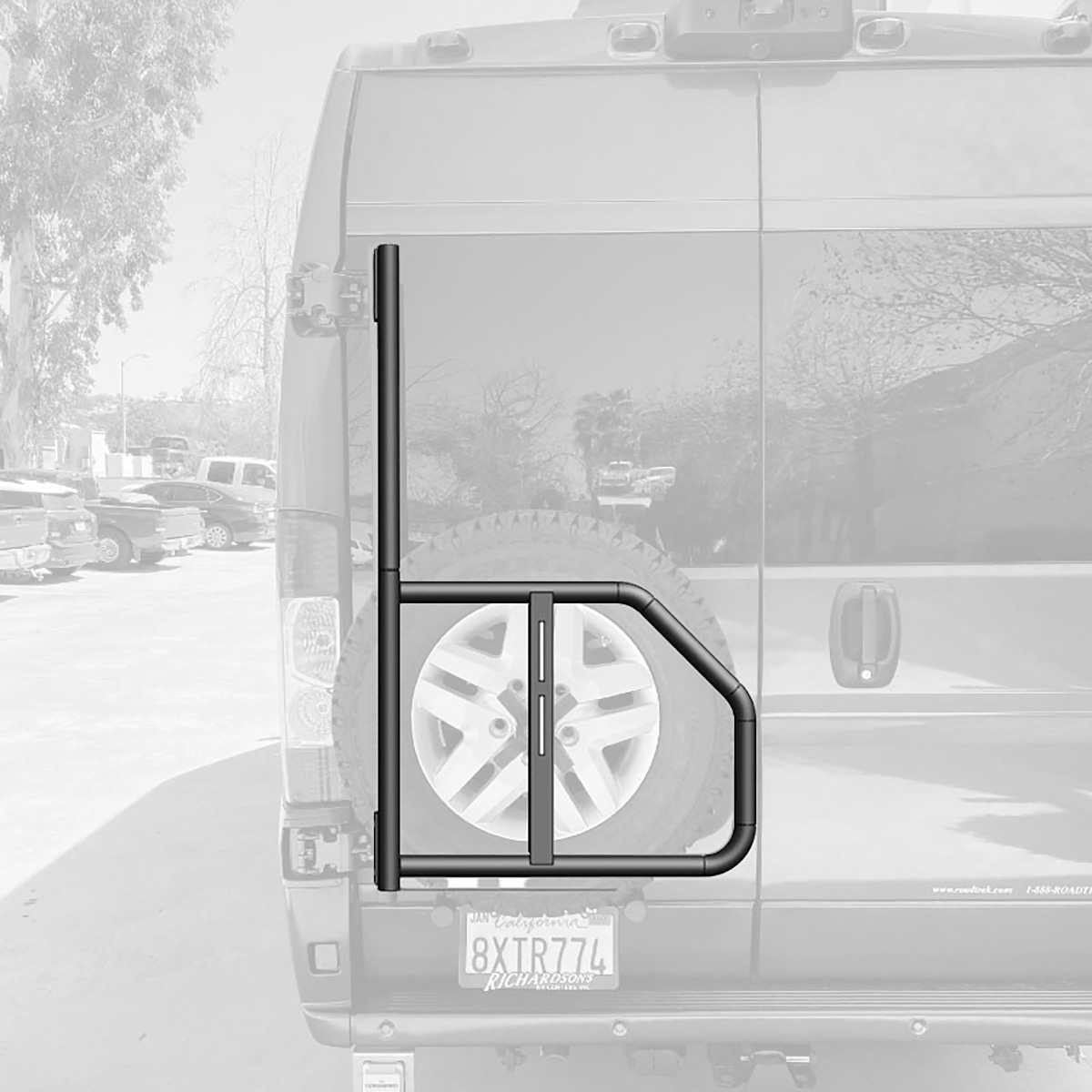 Aluminess Rear Door Spare Tire/Cargo Box Rack for Ram Promaster Vans
