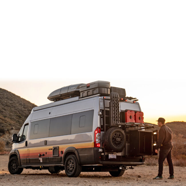 Aluminess Rear Door Ladder & Tire Carrier for High Roof Ram Promaster Vans