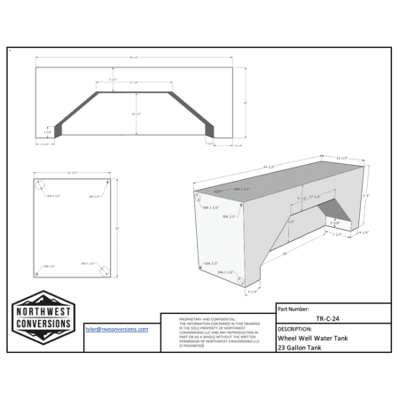 NWC 25-Gallon Ford Transit Wheel Well Water Tank (TR-C-24)